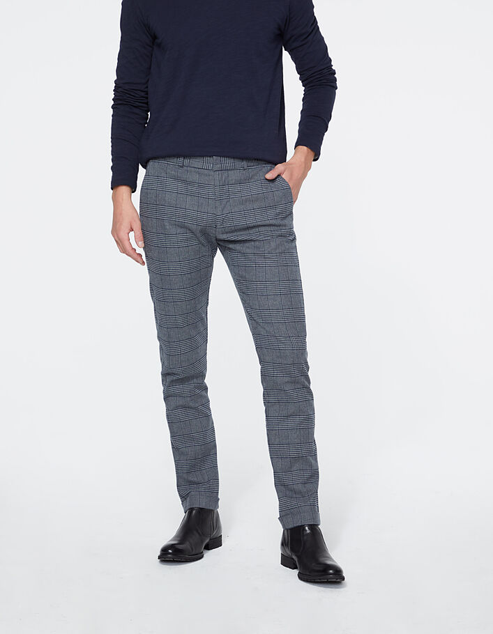 Men’s slate grey Prince of Wales check trousers
