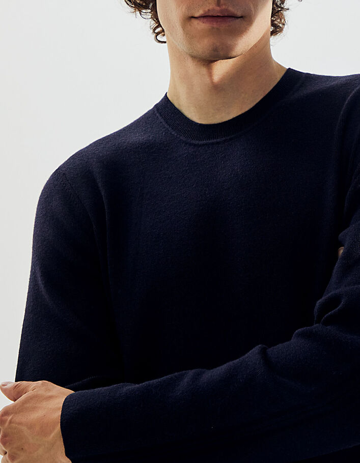 Pull marine tricot points fantaisie dos DRY FAST Homme