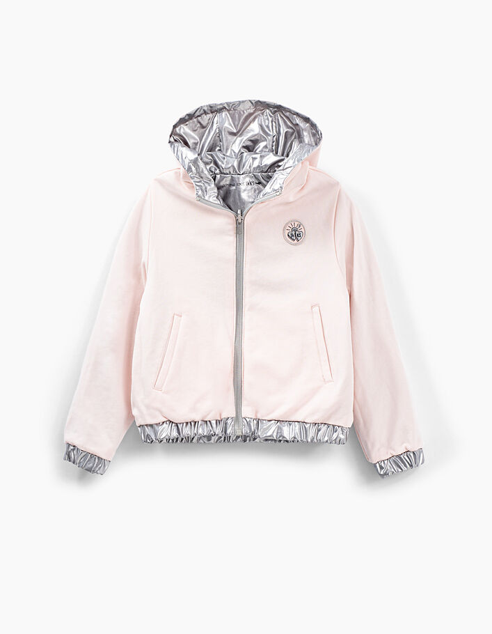 Girls' silver and light pink reversible jacket