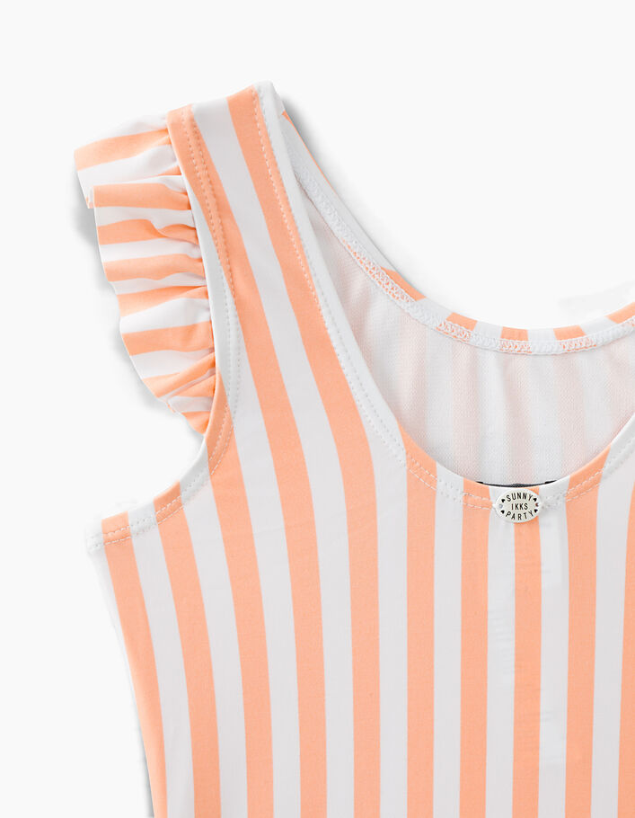 Girls’ peach striped 1-piece swimsuit