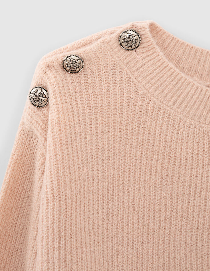 Girls’ powder pink knit boat neck sweater IKKS