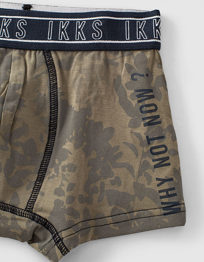 Boys’ light khaki camouflage and navy Boxers