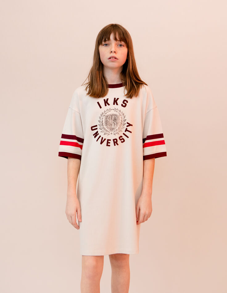 Beige college girl T-shirt dress IKKS