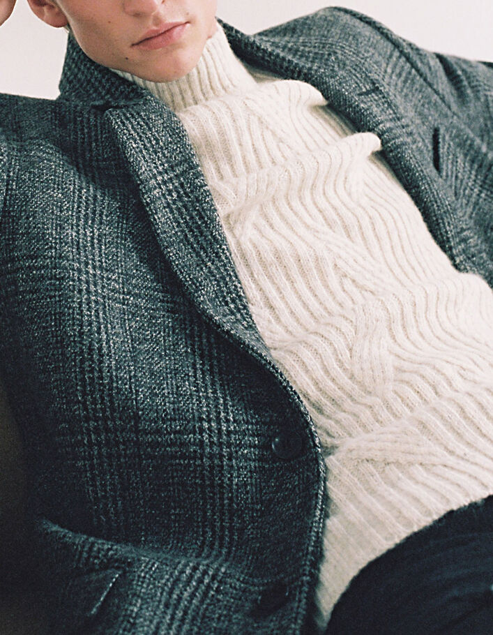 Men’s ivory textured knit high neck sweater