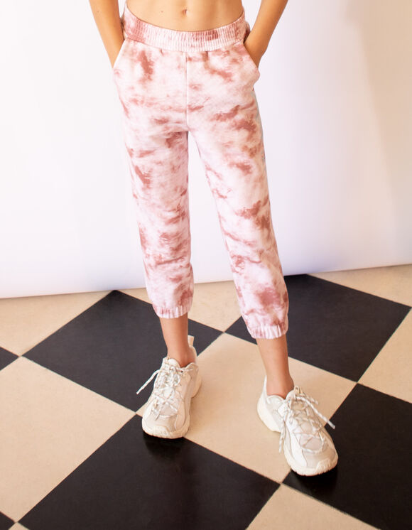 Jogging sport écru imprimé tie and dye fille
