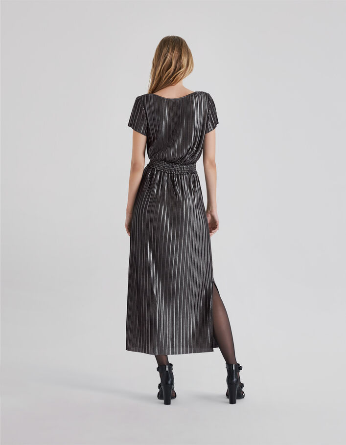 Robe longue silver plissée Femme