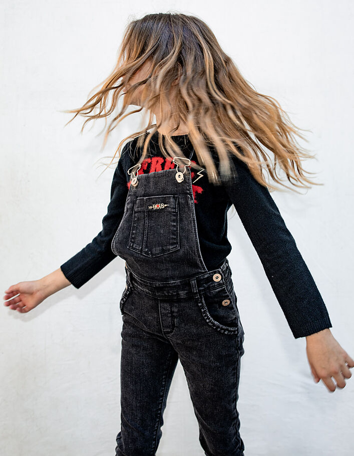 Girls Black Dungarees Ikks