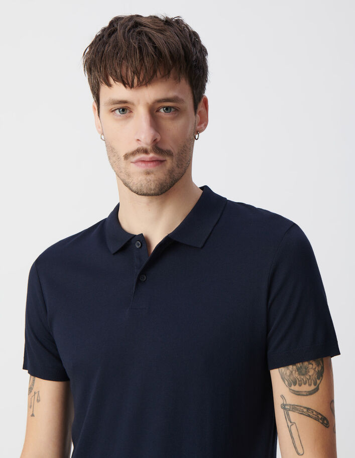 Polo marine en coton modal Homme