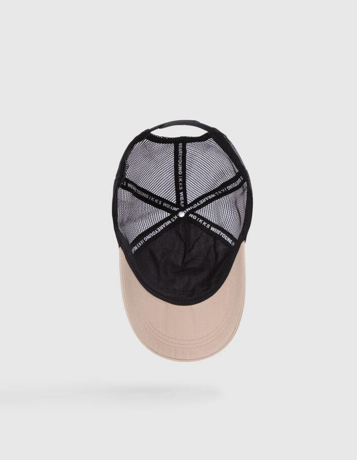 Boys’ beige, ecru and black mesh cap