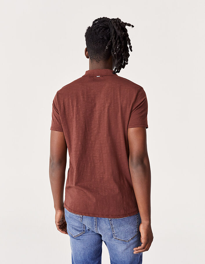 Men’s terracotta slub cotton polo shirt