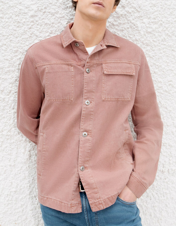 Men's coral denim jacket