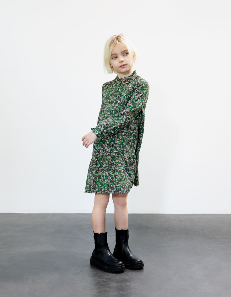 Khaki dress LENZING™ ECOVERO™ leofloral print girl IKKS