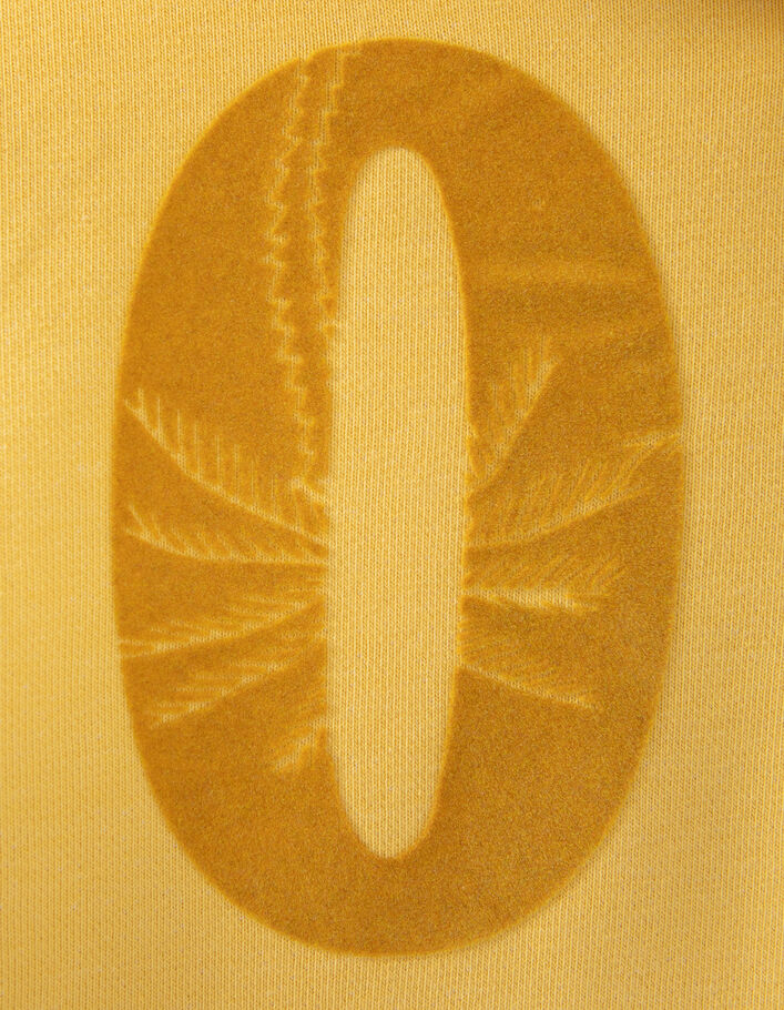 Sweat jaune maxi message flocage velours garçon