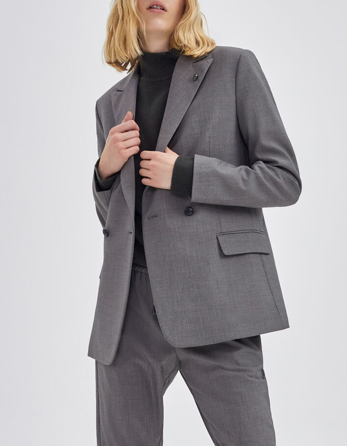 Grijze blazer double breasted Dames