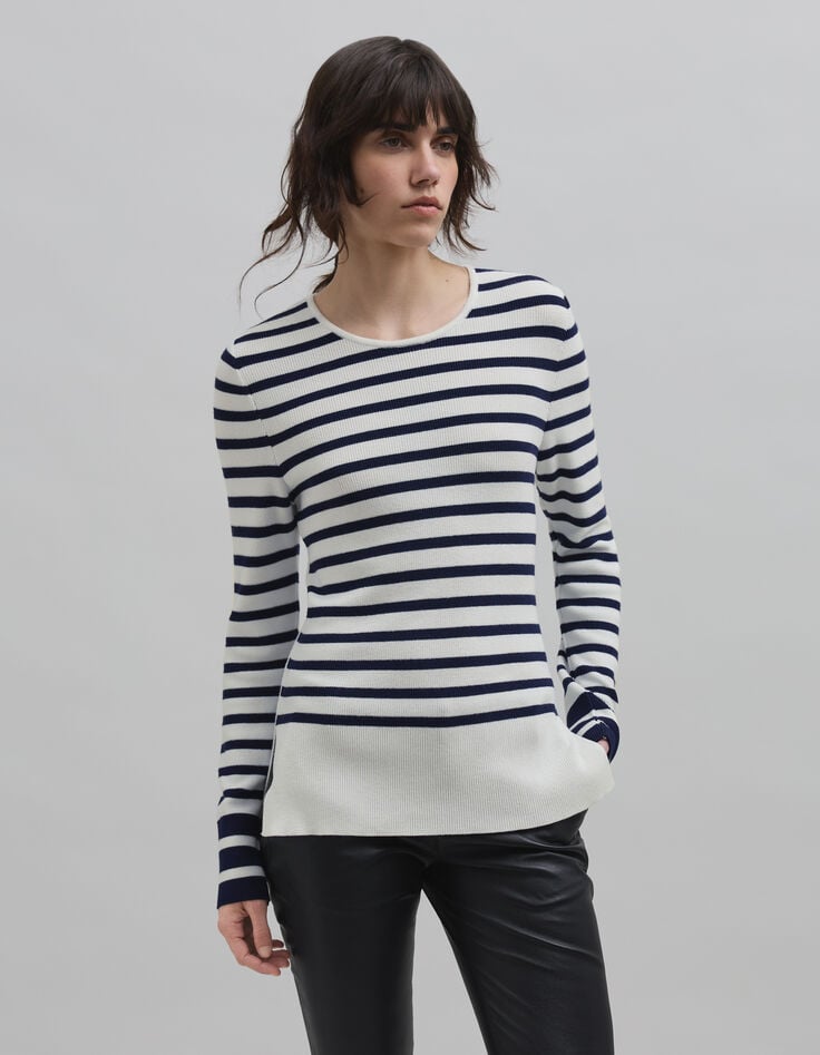 Woman's knitted sailor sweater with badge IKKS