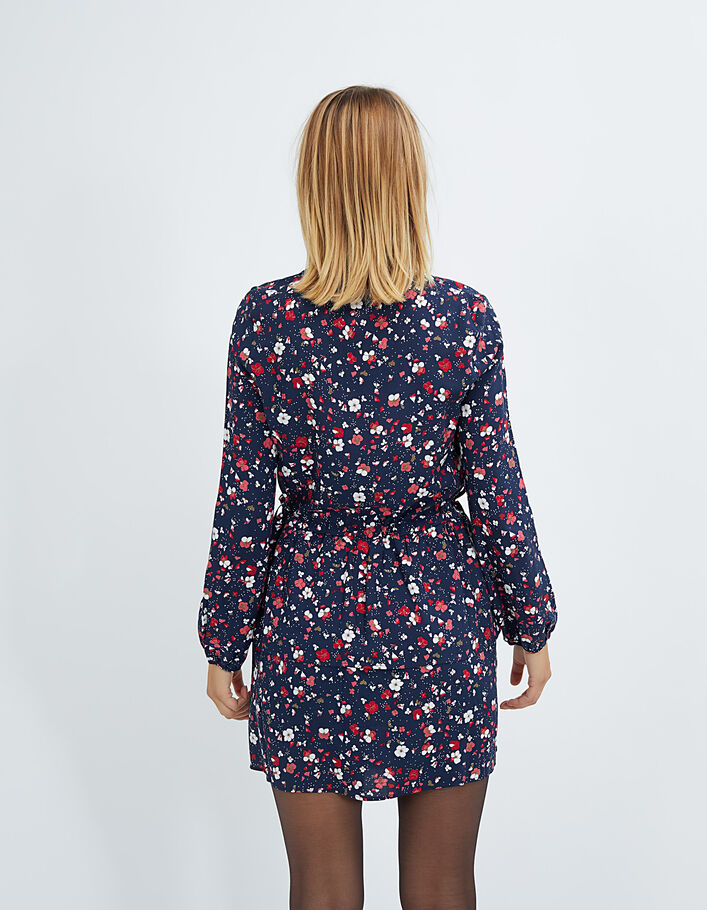 I.Code navy blue Floral Preppy print dress