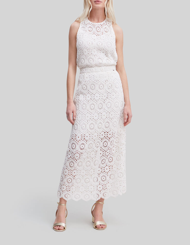 Women’s ecru crochet long skirt