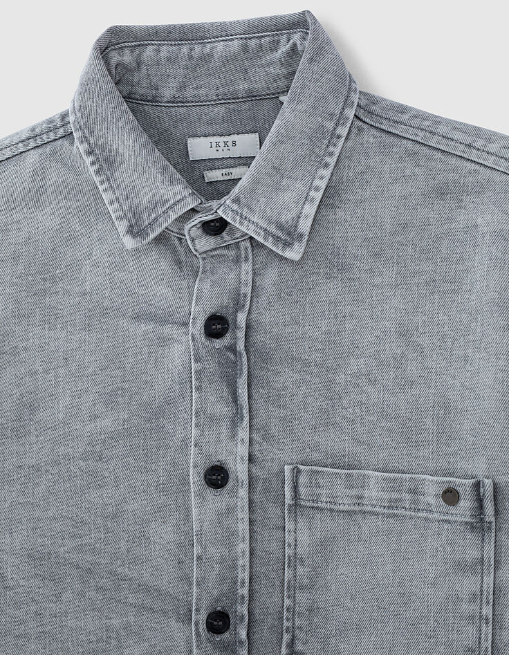 Sobrecamisa vaquera gris claro Hombre