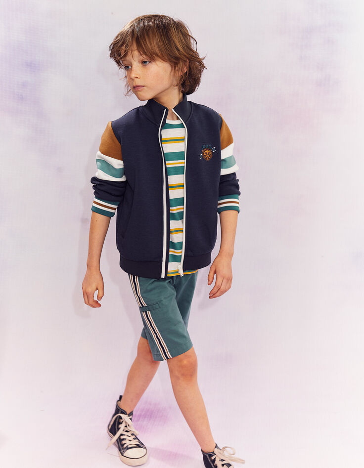 Boys’ petrol Bermudas, side bands IKKS