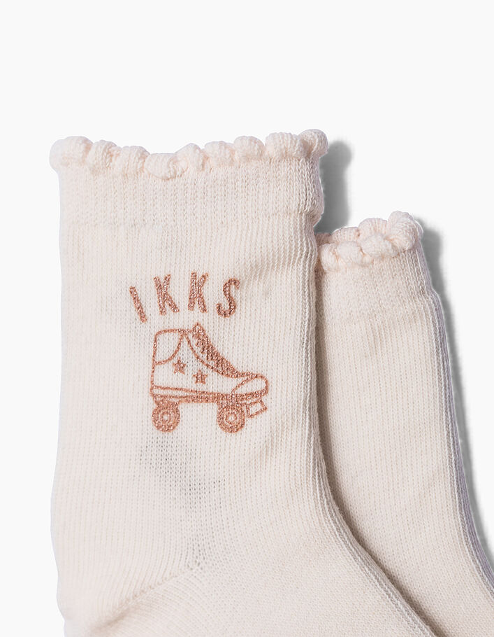 Calcetines rosa empolvado y gris bebé niña
