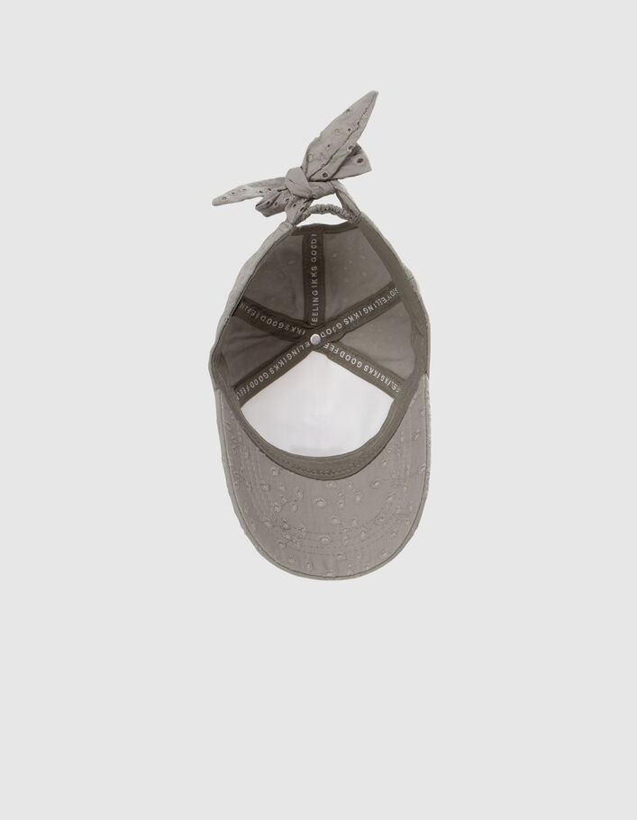 Girls’ khaki cap with eyelet embroidery