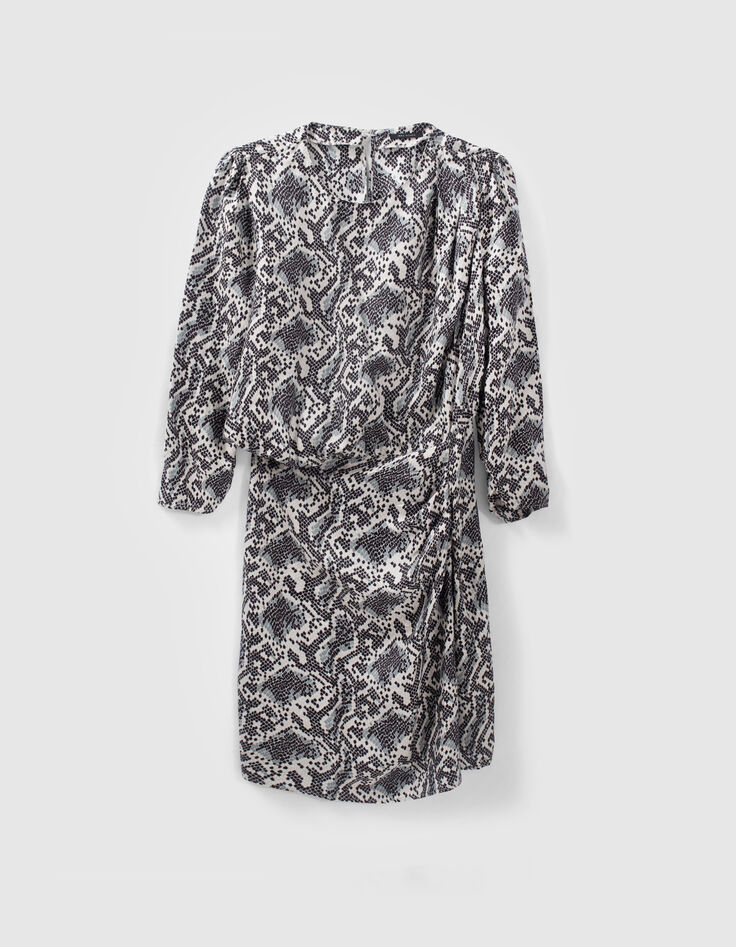 Robe blanc cassé satinée imprimé python graphique Femme