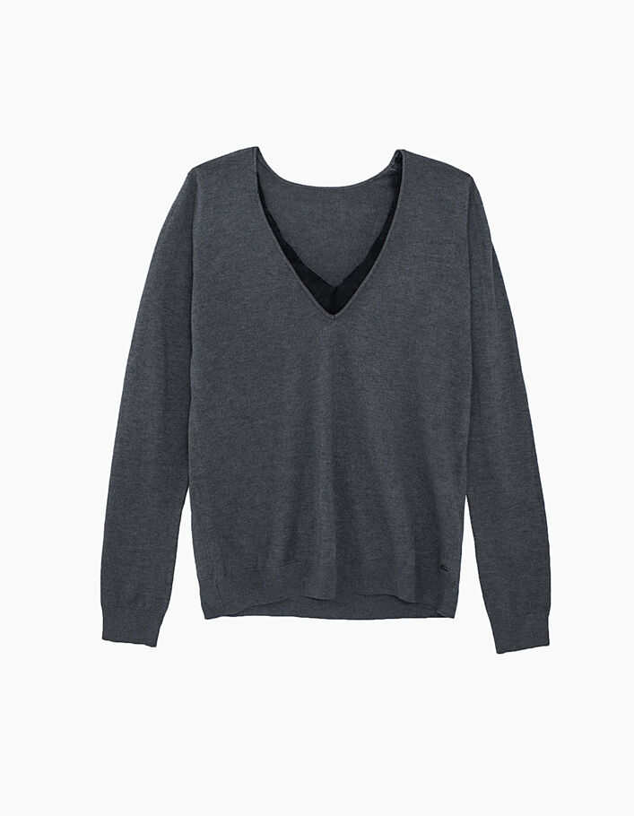 Women’s lace touch fine knit V-neck sweater