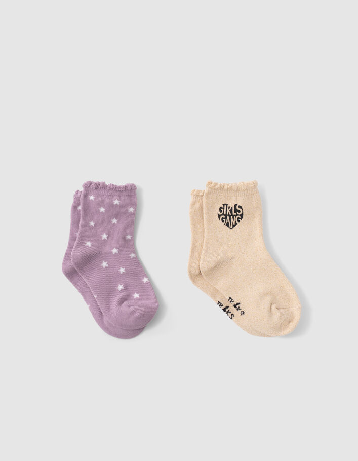 Chaussettes dorées et parmes bébé fille