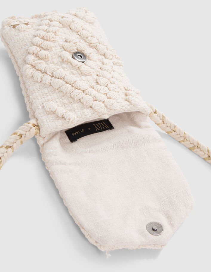 Girls’ ecru punch needle-style telephone bag