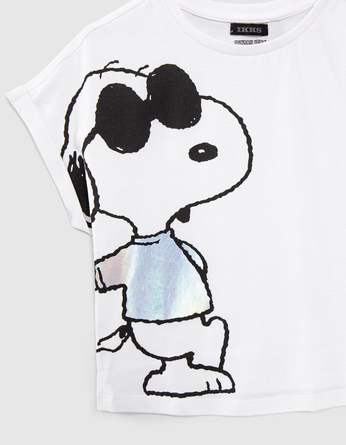 Girls’ off-white cropped T-shirt with SNOOPY image
