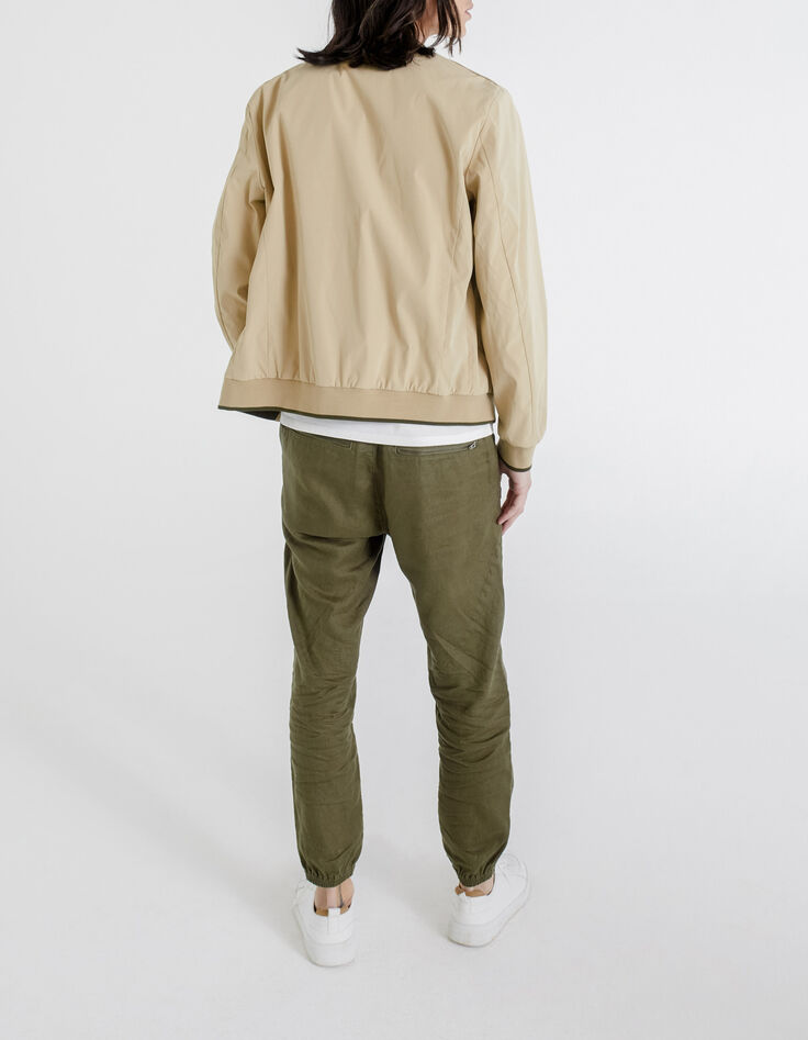 Men’s light beige jacket with chevron topstitching IKKS