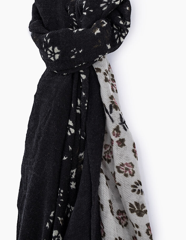 Women's floral patch print wool scarf
