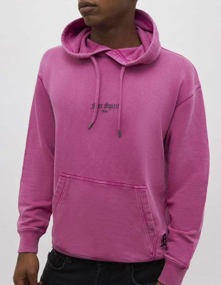 Sweat pink molleton à capuche Homme