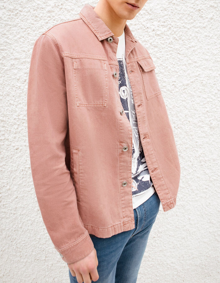 Men's coral denim jacket