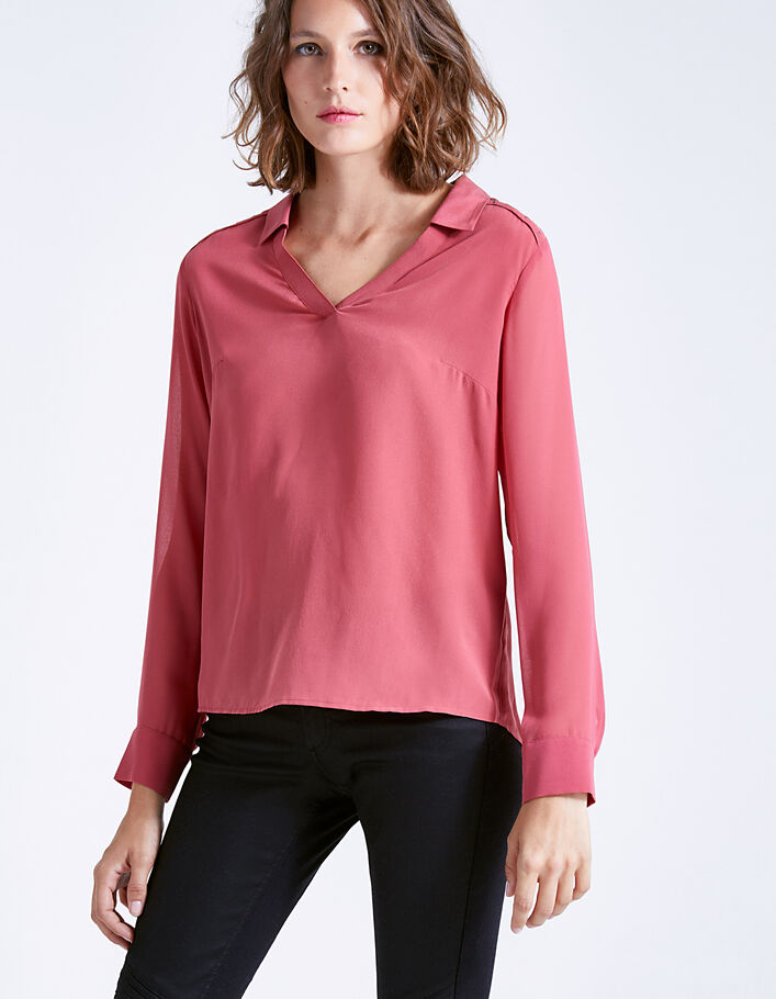 Women's flowing silk blouse, voile sleeves