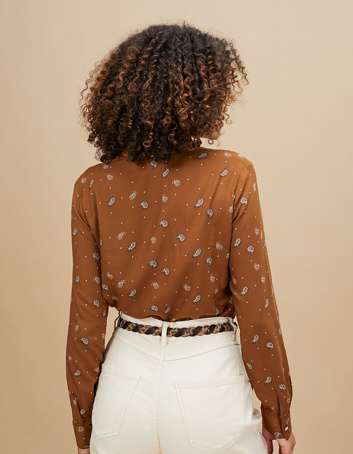 I.Code caramel shirt with paisley tie print
