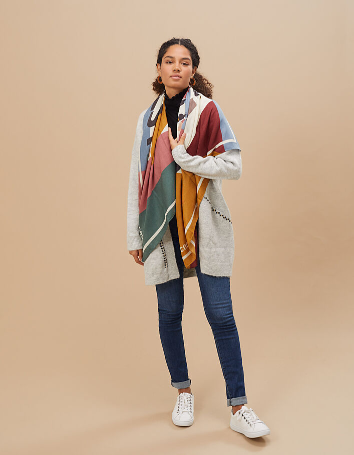 Ecru tricot vest-jas borduursels I.Code