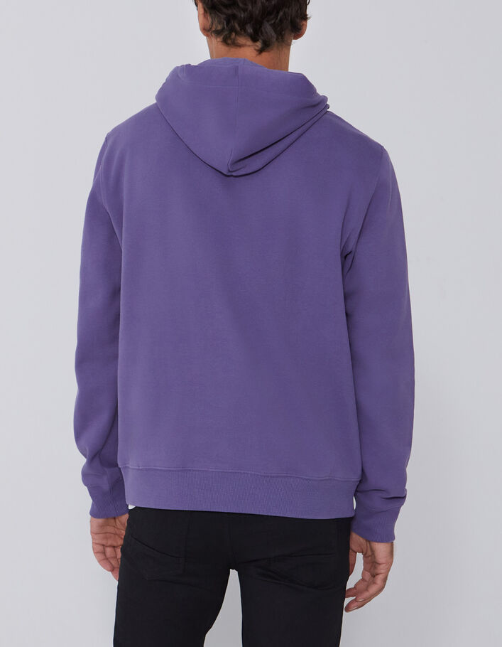 Sweat violet à capuche molleton Homme