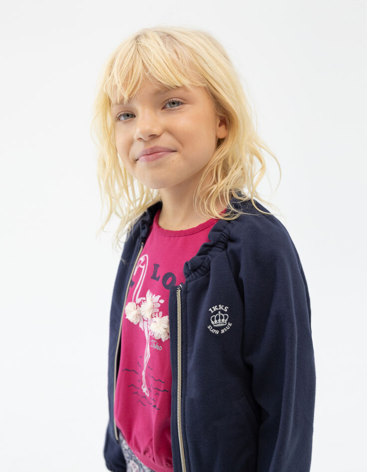 Cardigan marine à col élastiqué fille IKKS