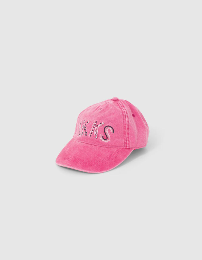 Girls’ fuchsia cap with embroidery on front
