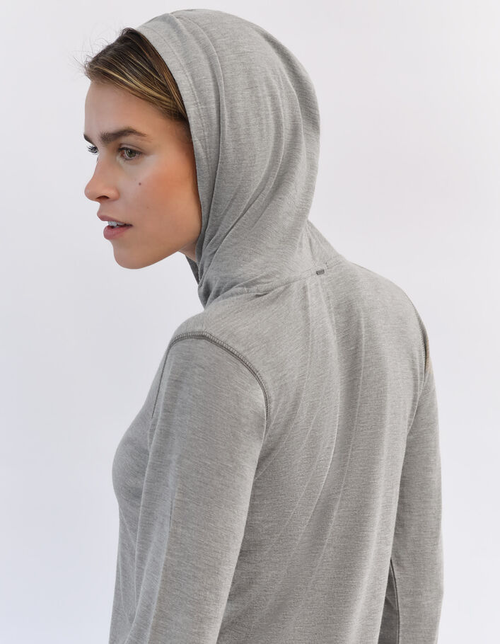 Tee-shirt à capuche manches longues beige femme