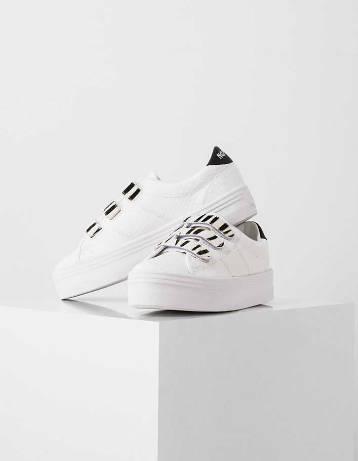 Women’s white No Name Plato Straps snake trainers