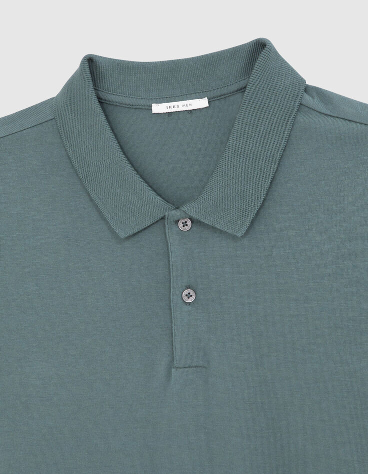 Men’s bluish green cotton modal blend polo shirt IKKS