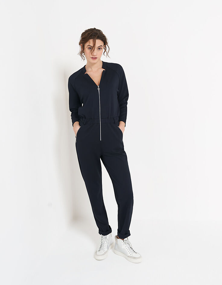 I.Code navy Milano knit zipped jumpsuit