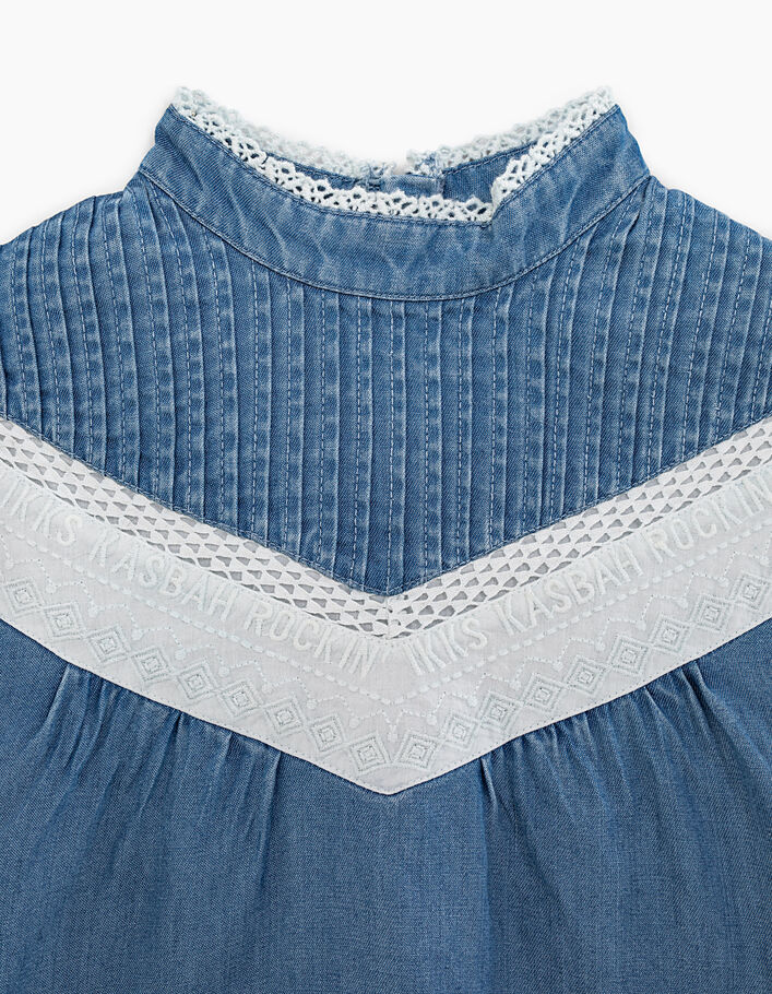 Girls’ light blue blouse with lace