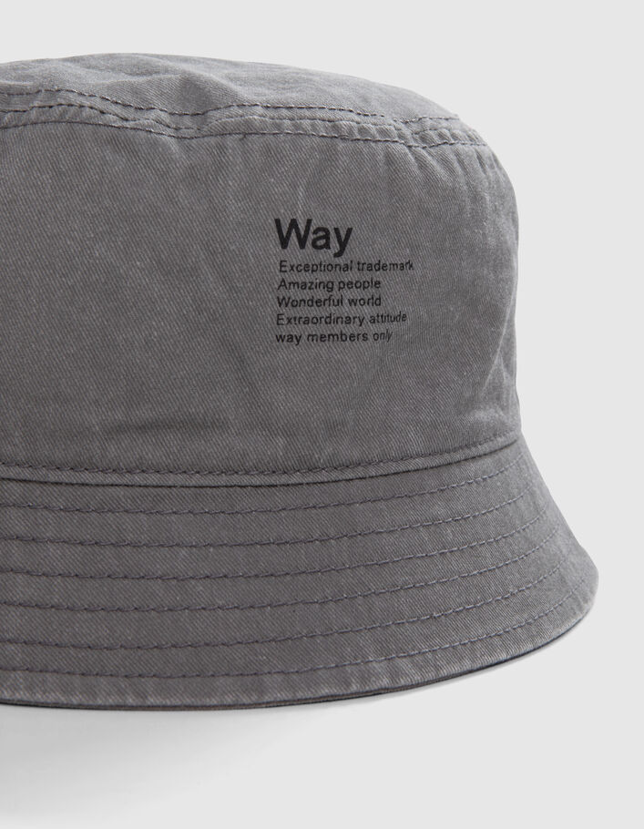 Boys’ grey organic cotton sun hat with slogan print
