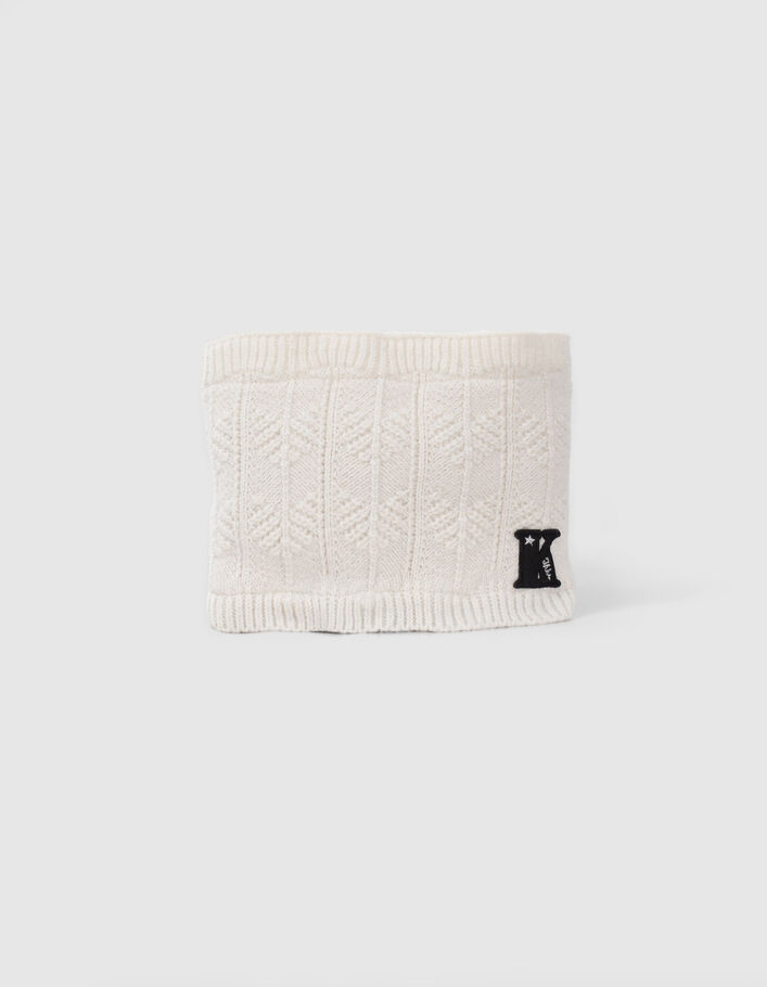 Girls’ off-white lurex knit snood