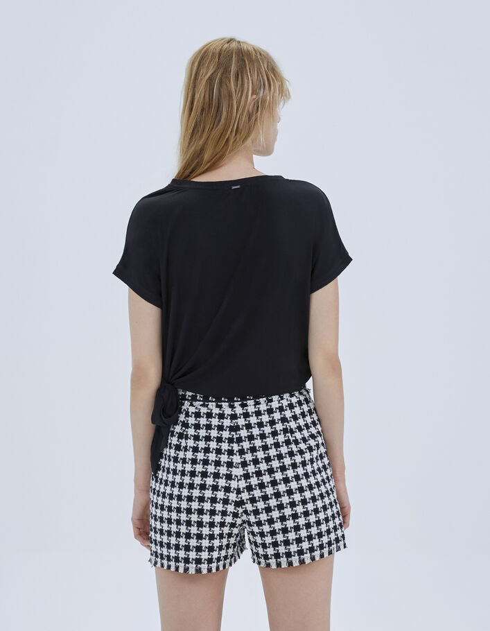 Women’s black mixed fabric top to tie on side