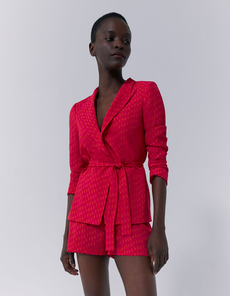 Women’s fuchsia print belted suit jacket