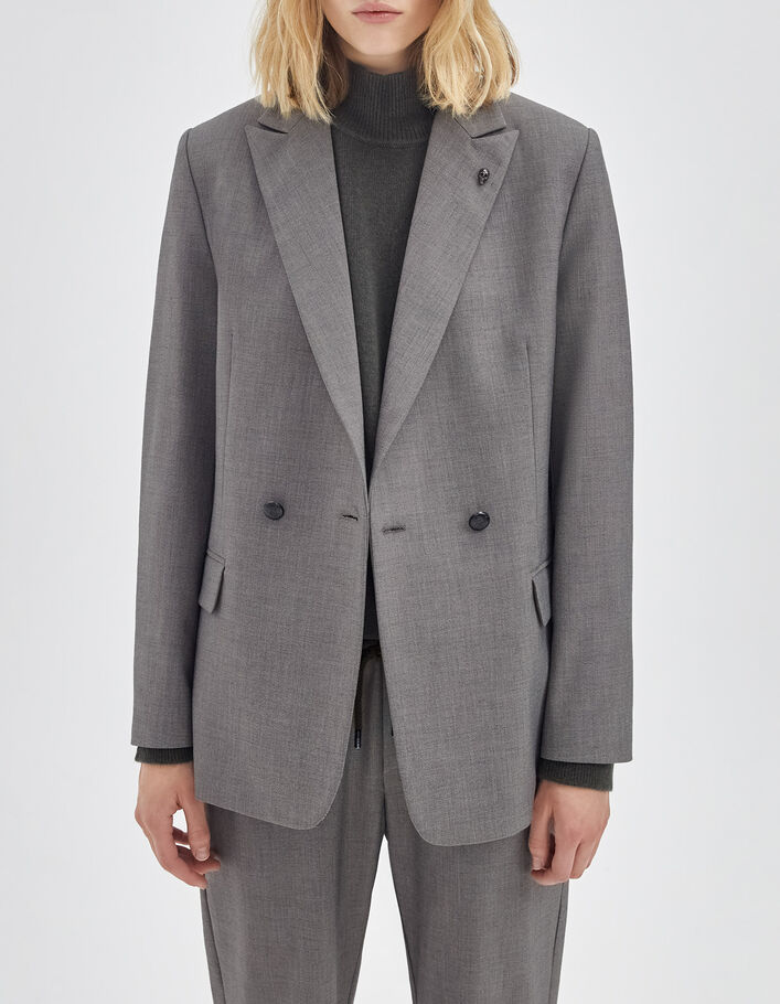 Grijze blazer double breasted Dames